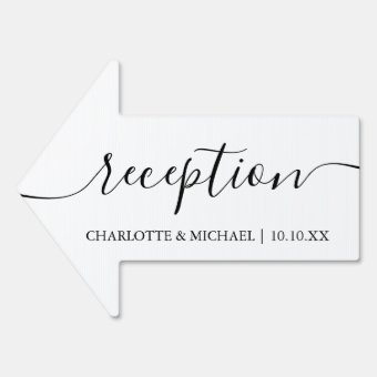 Black And White Wedding Reception This Way Arrow Sign | Zazzle