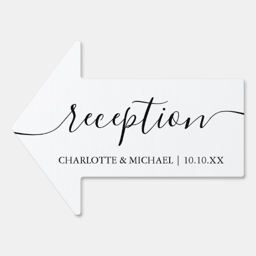 Black And White Wedding Reception This Way Arrow Sign | Zazzle