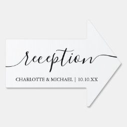 Black And White Wedding Reception This Way Arrow Sign | Zazzle
