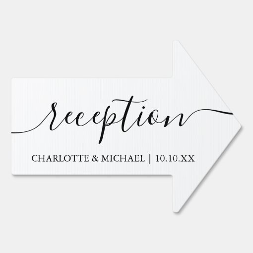 Black And White Wedding Reception This Way Arrow Sign | Zazzle