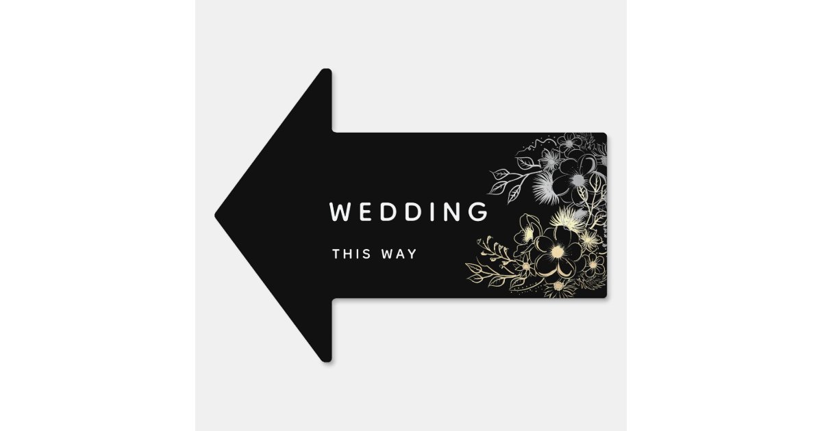 Black and White Wedding This Way Arrow Sign | Zazzle