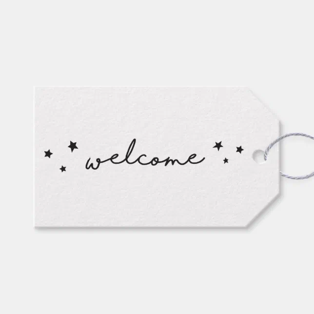 Black and white welcome calligraphy. Modern simple Gift Tags | Zazzle