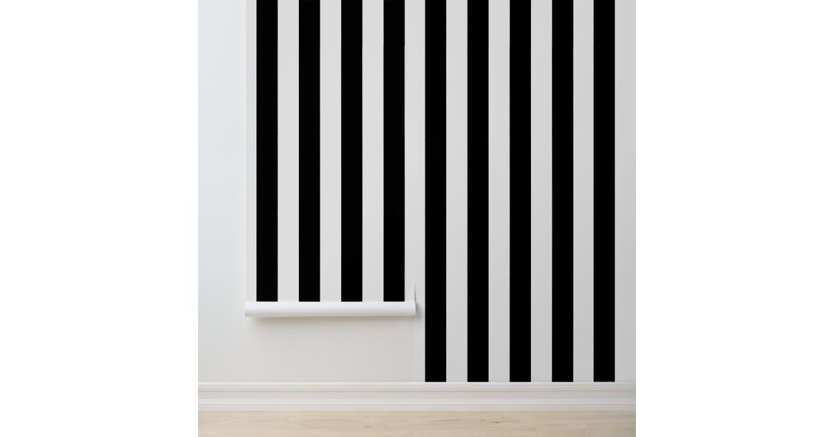 Black and White Wide Stripe Pattern Wallpaper | Zazzle