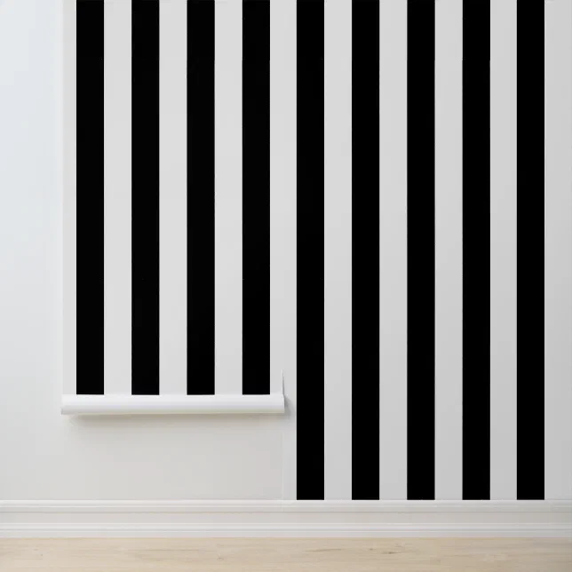 Black and White Wide Stripe Pattern Wallpaper | Zazzle