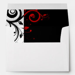 Black and White with Red Reverse Swirl Envelope | Zazzle