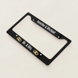Black and White with Wedding Rings Married Couple License Plate Frame ...