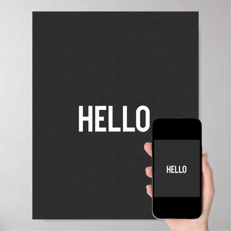 Black and White Word Art Typography Design - HELLO Poster | Zazzle