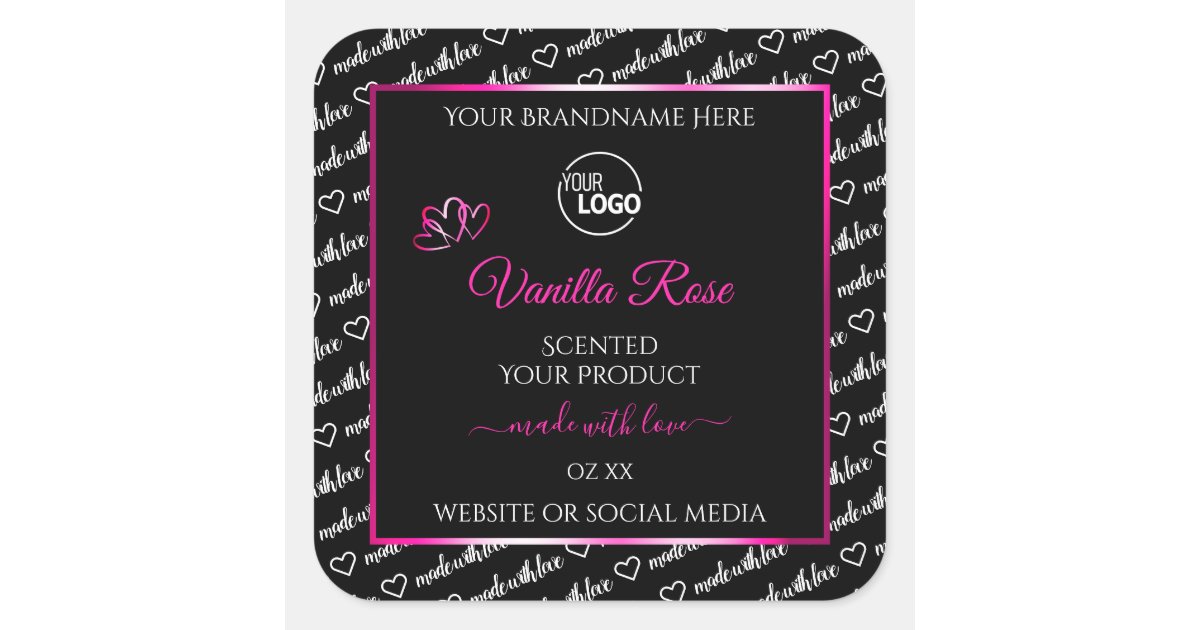 Black and White Word Cloud Pink Product Label Logo | Zazzle