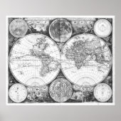 Black and White World Map (1672) Poster | Zazzle