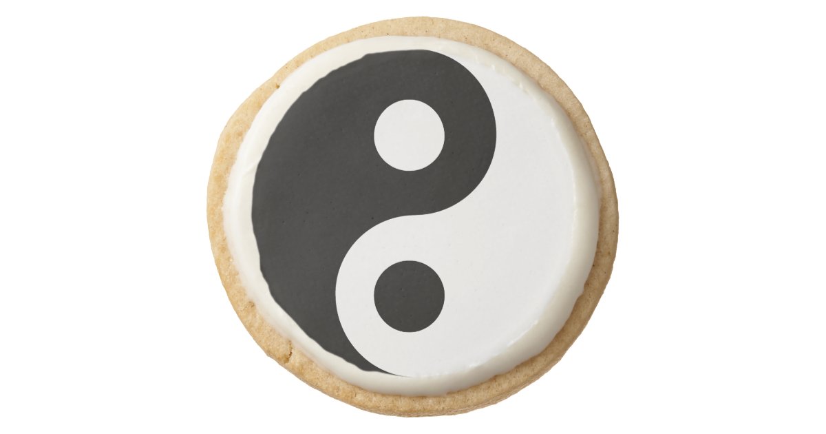 Black and White Yin Yang Symbol Round Shortbread Cookie | Zazzle