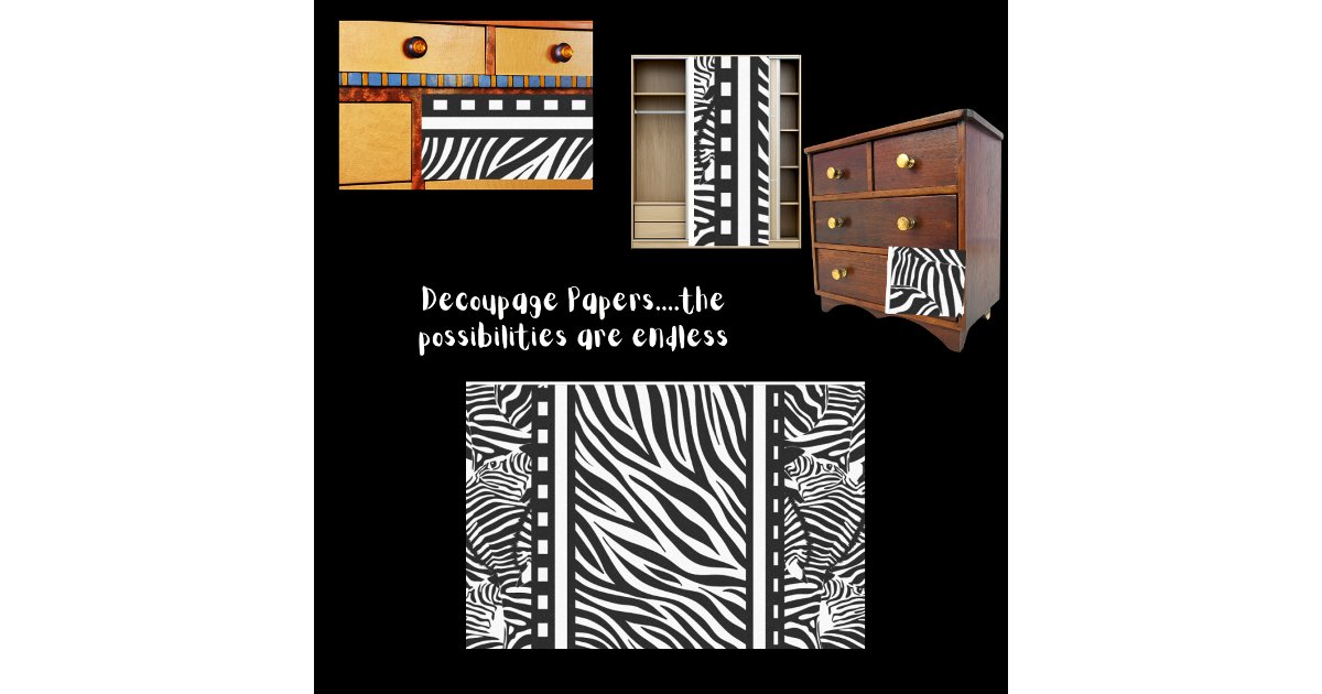 Black and White Zebra Print Decoupage Tissue Paper | Zazzle