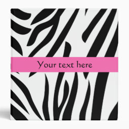 Black and White Zebra Print with Hot Pink Binder | Zazzle