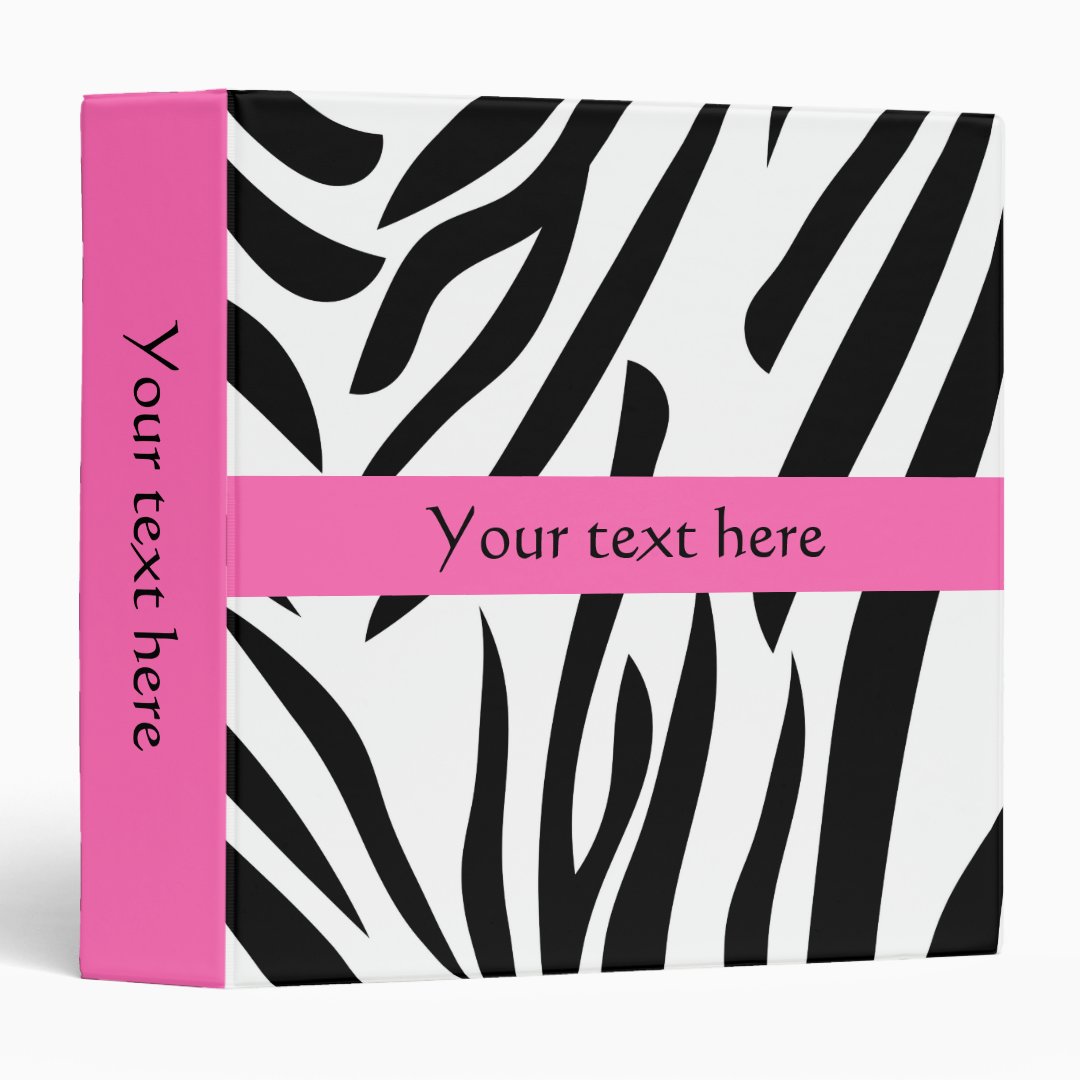 Black and White Zebra Print with Hot Pink Binder | Zazzle