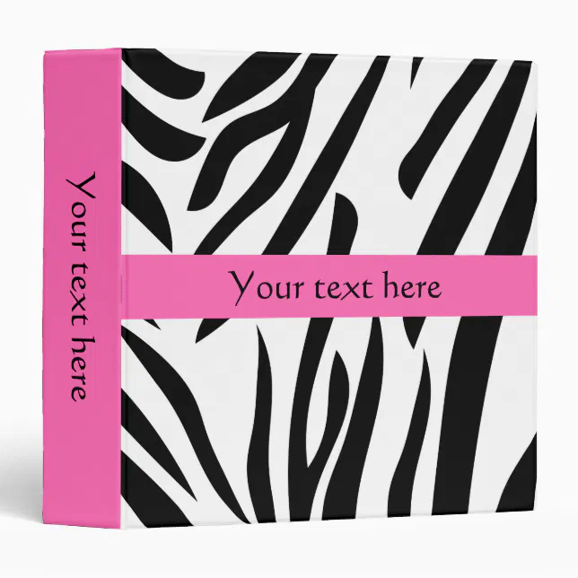Black and White Zebra Print with Hot Pink Binder | Zazzle