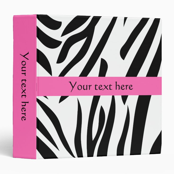 Black and White Zebra Print with Hot Pink Binder | Zazzle