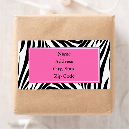Black and White Zebra Print with Hot Pink Label | Zazzle