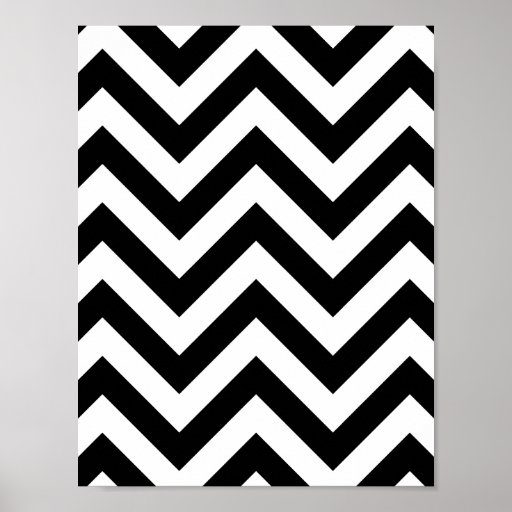Black and white Zigzag Chevron Pattern Poster | Zazzle
