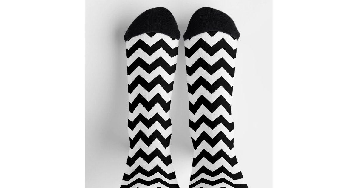 Black and White Zigzag Pattern, Chevron Pattern Socks | Zazzle