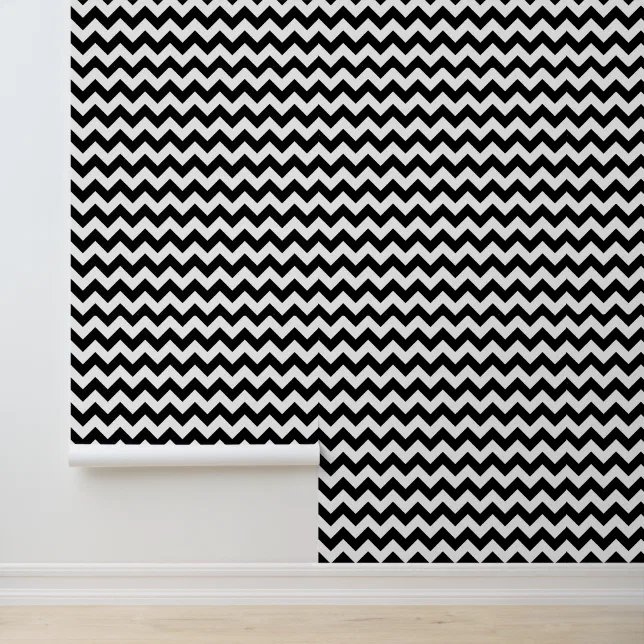 Black and White Zigzag Pattern, Chevron Pattern Wallpaper | Zazzle
