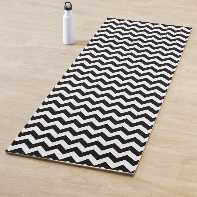 Black and White Zigzag Pattern, Chevron Pattern Yoga Mat | Zazzle
