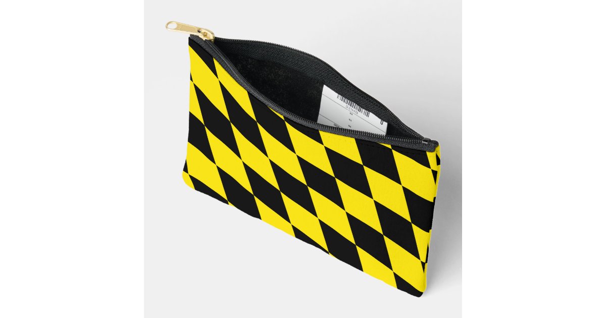 Black and Yellow Bavaria Diamond Flag Pattern Accessory Pouch | Zazzle