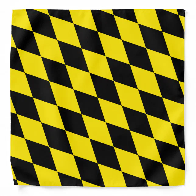Black and Yellow Bavaria Diamond Flag Pattern Bandana | Zazzle