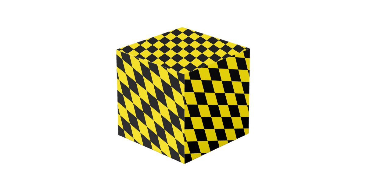 Black and Yellow Bavaria Diamond Flag Pattern Cube | Zazzle
