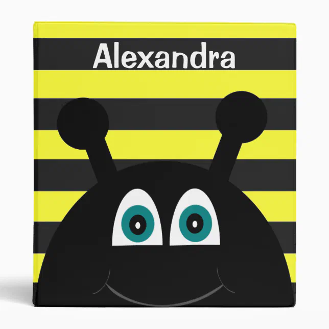 Black and Yellow Bumble Bee Children's School Binder | Zazzle