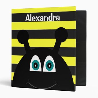 Black and Yellow Bumble Bee Children's School Binder | Zazzle
