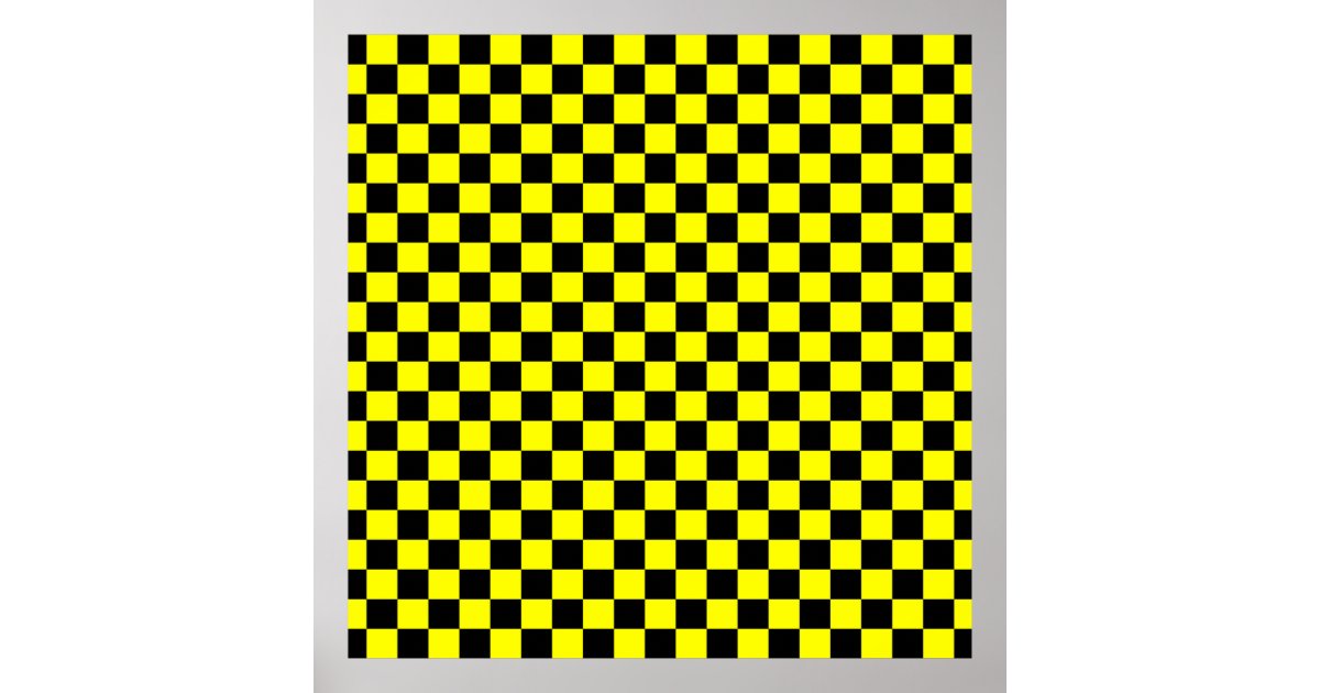 Black and Yellow Checkerboard Pattern Poster | Zazzle