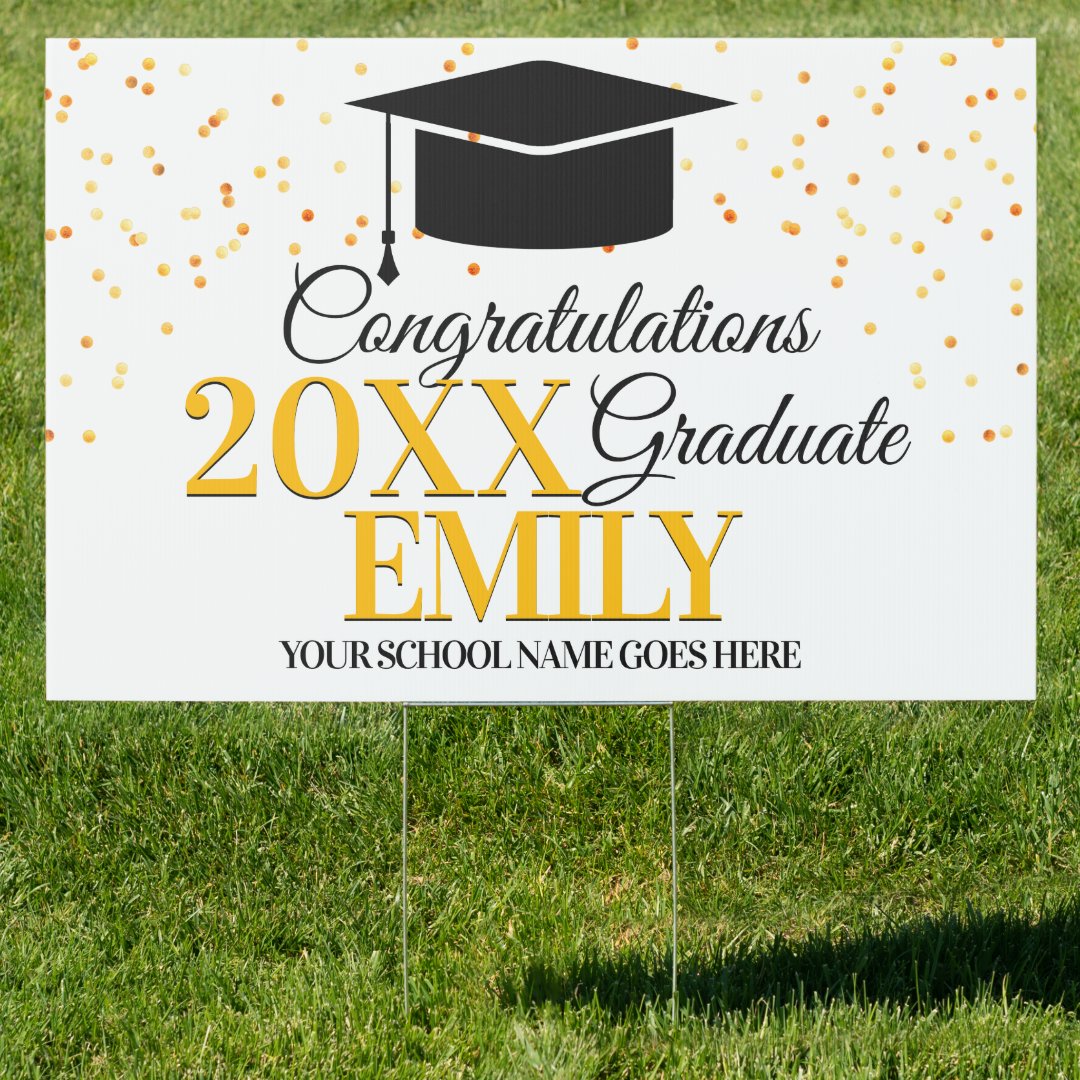 Black and Yellow Congratulations Graduate Sign | Zazzle