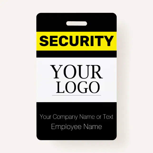 Black and Yellow Custom Logo Security Guard ID Badge | Zazzle