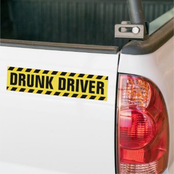 Black and Yellow Drunk Driver Caution Bumper Sticker | Zazzle