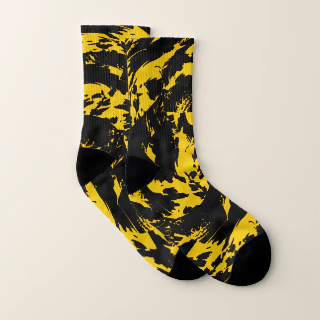 Black and Yellow Graffiti Splatter Socks | Zazzle