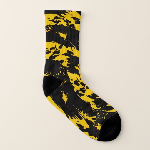 Black and Yellow Graffiti Splatter Socks | Zazzle
