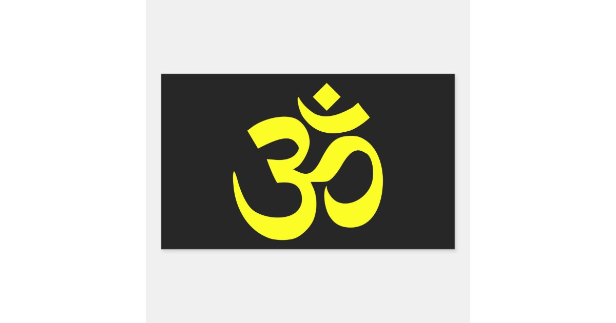 Black and Yellow Om Symbol Rectangular Sticker | Zazzle