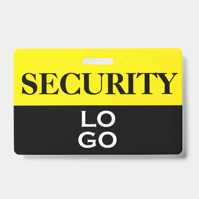Black and Yellow Security with Custom Logo ID Badge | Zazzle