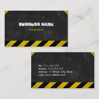 Black and Yellow Stripes Construction Business Card | Zazzle