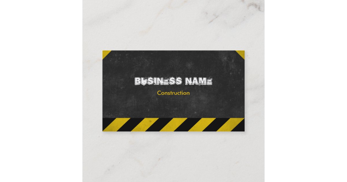 Black and Yellow Stripes Construction Business Card | Zazzle