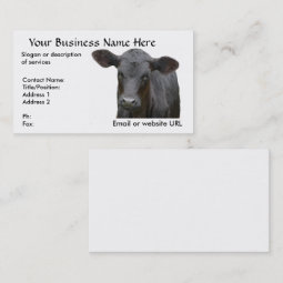 Black Angus Beef Cow Business Card | Zazzle