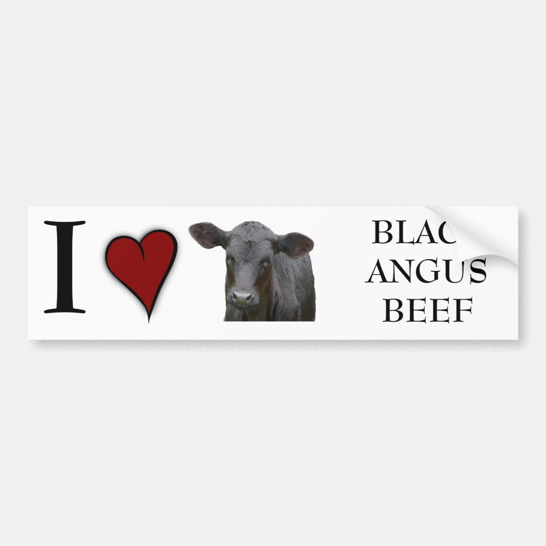 Black Angus Beef - I love heart design Bumper Sticker | Zazzle