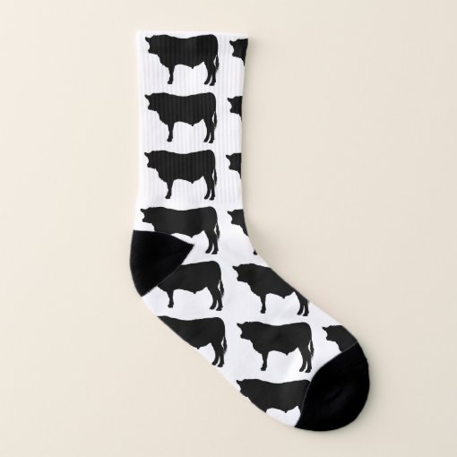 Black Angus Bull Pattern Socks | Zazzle