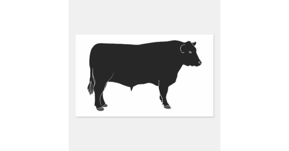 Black Angus Bull Rectangular Sticker | Zazzle