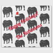 Black Angus Bulls & Red Santa Hat Christmas Wrapping Paper | Zazzle
