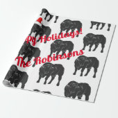 Black Angus Bulls & Red Santa Hat Christmas Wrapping Paper | Zazzle
