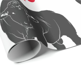 Black Angus Bulls & Red Santa Hat Christmas Wrapping Paper | Zazzle