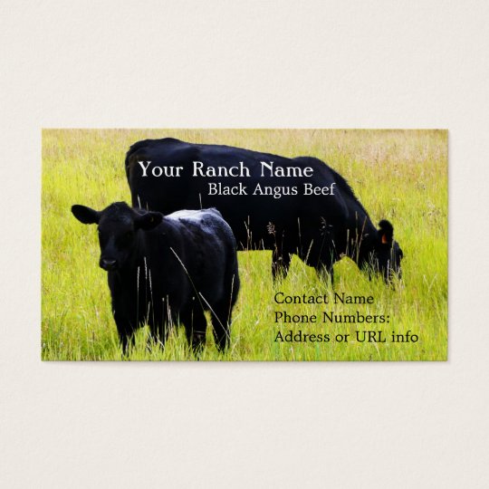 Black Angus Cattle Grazing in Field Business Card | Zazzle.com