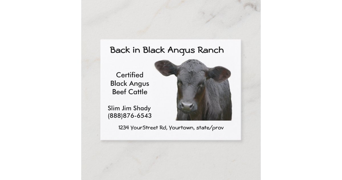 Black Angus Cattle Ranch Business Card | Zazzle.com