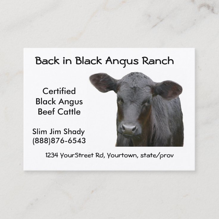 Black Angus Cattle Ranch Business Card | Zazzle