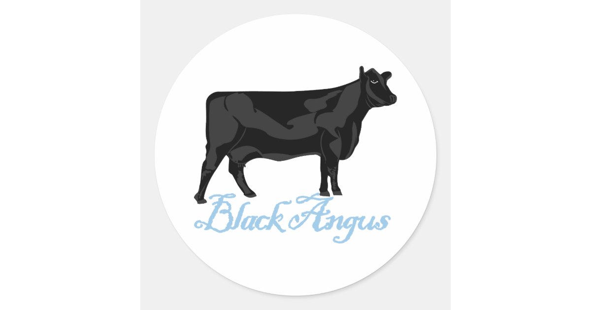 Black Angus Classic Round Sticker | Zazzle